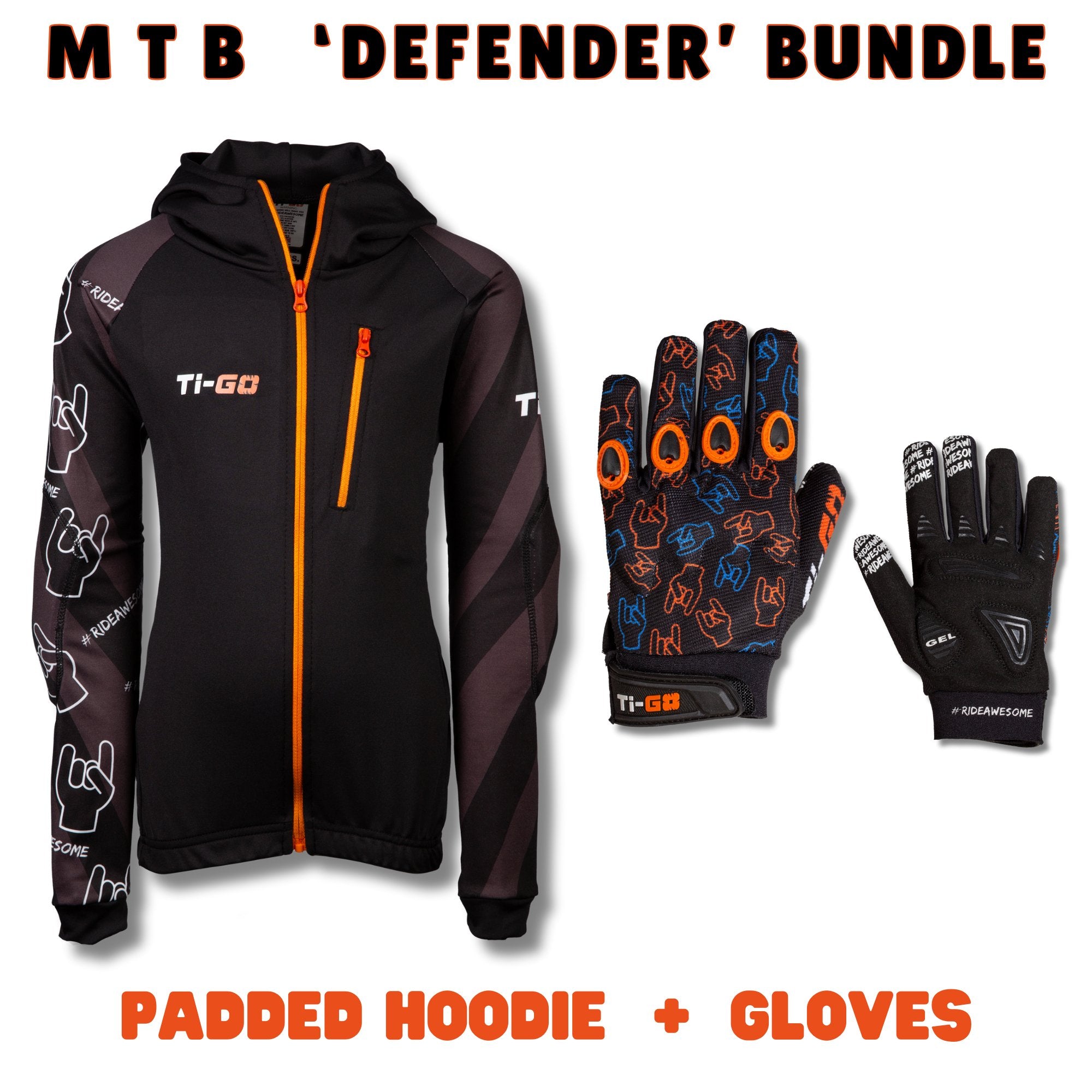 MTB Padded Glove And Hoodie 'Defender' Bundle – Ti-GO Sport